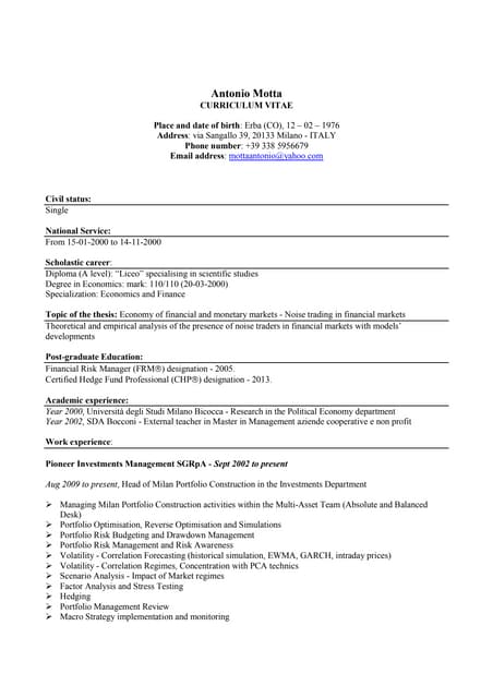 Cv english antonio_lazzaris | PDF