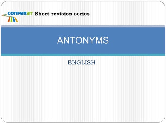 Synonym and Antonym PowerPoint | PPT