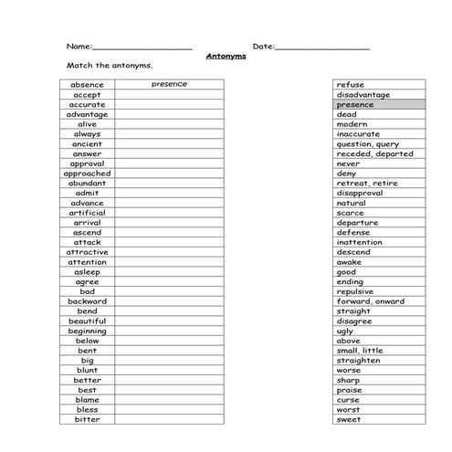 Antonyms | DOC