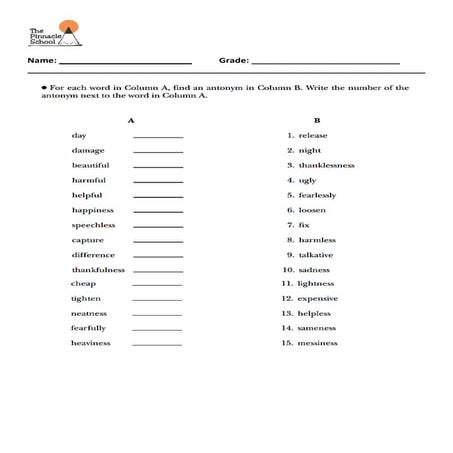 Antonyms usage gr 6 | PDF