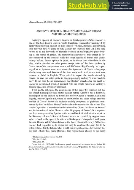 Ethos Pathos Logos In Julius Caesar | PDF