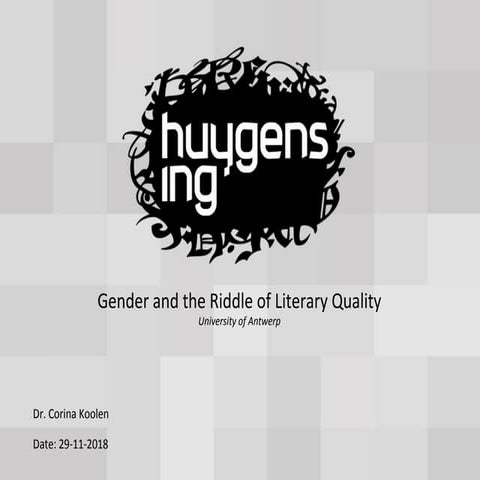 Gender and the Riddle of Literary Quality | PPT | Books and Literature