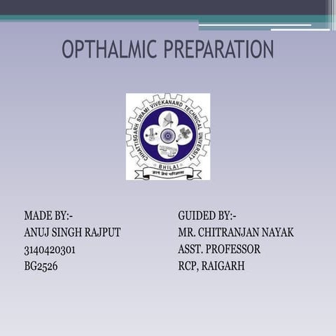 OPTHALMIC PREPARATION | PPTX