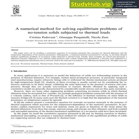 A Numerical Method For Solving Equilibrium Problems Of No-Tension Solids Subjected To Thermal ...
