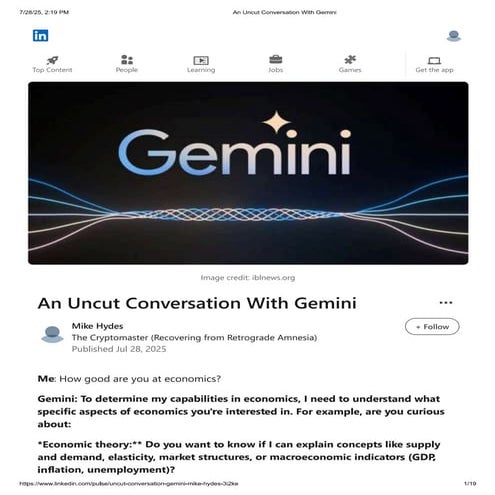 An Uncut Conversation With Gemini | PDF Document | PDF
