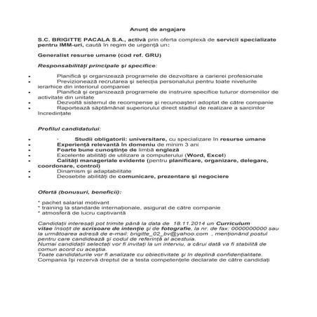 Anunt angajare | PDF