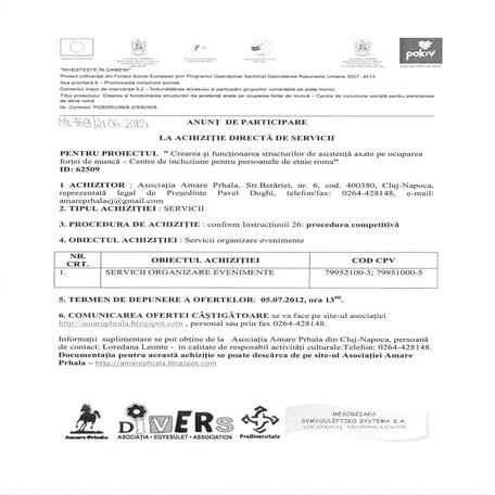 Anunt de participare achizitie 25 iunie | PDF