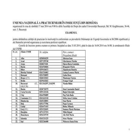 Anunt organizare examen | PDF