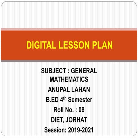 digital lesson plan of Mathematics | PPTX