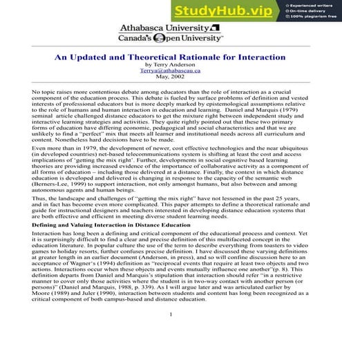 An Updated And Theoretical Rationale For Interaction | PDF