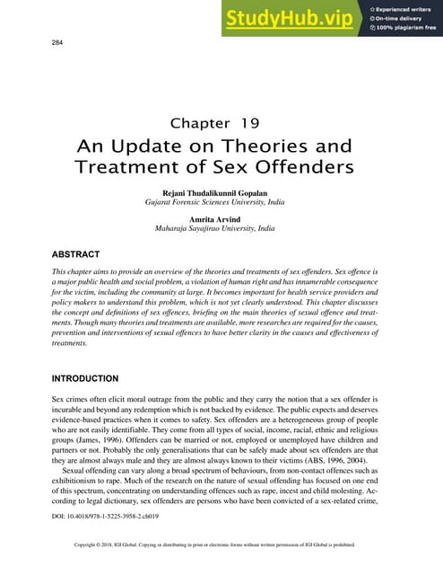 An Update On Theories And Treatment Of Sex Offenders Pdf