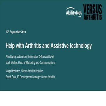 Help with Arthritis and Assistive Technology | PPT