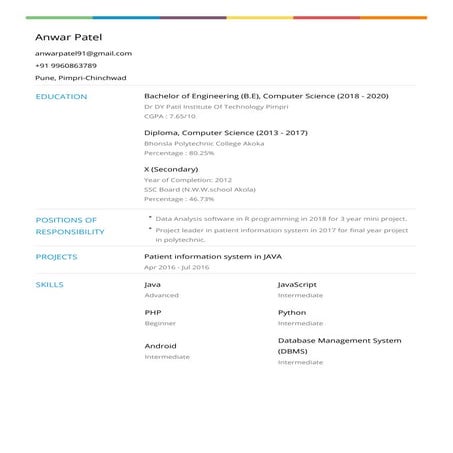 Anwar Patel Resume | PDF | Computer Software and Applications | Computing