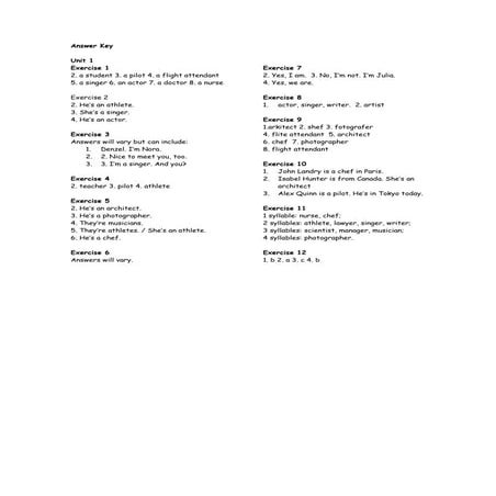 Answer key unit 1 Basic 1 - Camargo | PDF | Resume Writing and Advice | Job Search