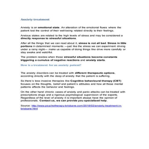Anxiety treatment | PDF