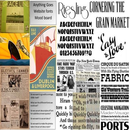 Anything goes website fonts mood board | DOCX