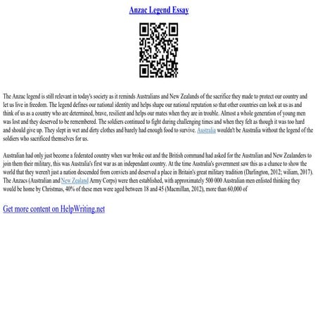 Anzac Legend Essay Ppt