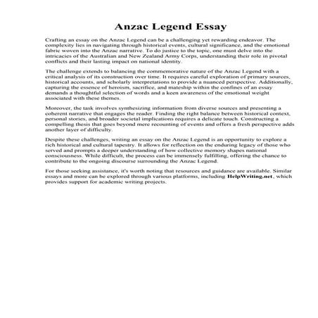 Anzac Legend Essay | PDF