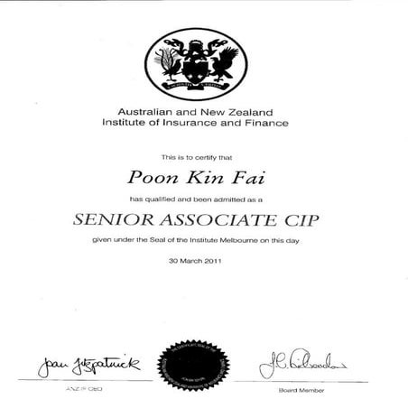 Senior Associate CIP, ANZIIF | PDF | Insurance | Personal Finance