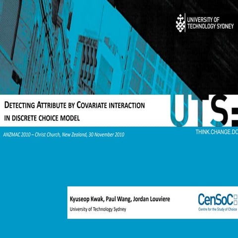 Detecting Attributes And Covariates Interaction In Discrete Choice Model Ppt