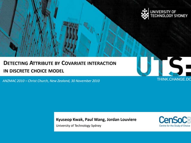 Detecting Attributes And Covariates Interaction In Discrete Choice Model Ppt