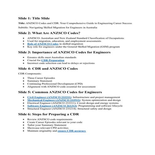 ANZSCO Codes and CDR Your Comprehensive Guide to Engineering Career ...