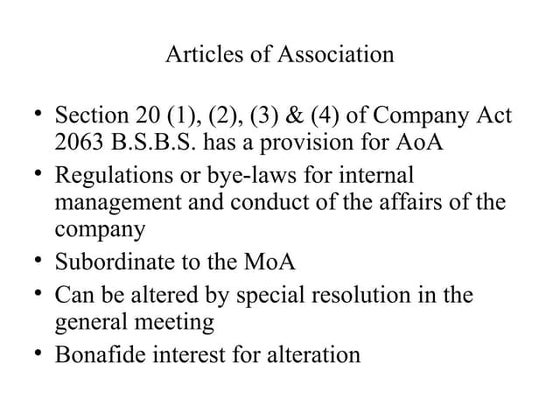Format of AOA (Article of Association) as per New Companies Act 2013 | DOCX