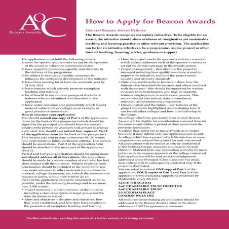 AoC Beacon Awards 2014-15 - How to Ppply | PDF | Educational Assessment ...