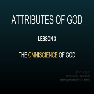 10 Attributes of God Lesson 3 Omniscience | PDF | Christianity ...