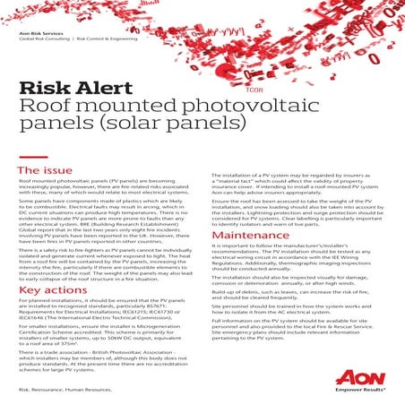 Aon risk alert solarpanels | PDF