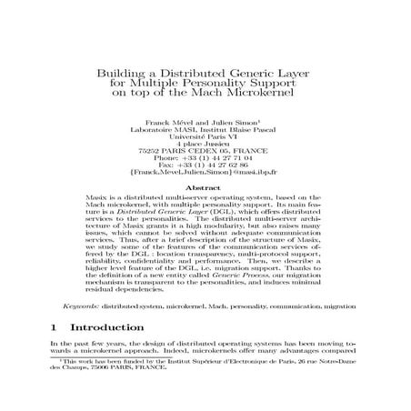 Building a Distributed Generic Layer for Multiple Personality Support ...