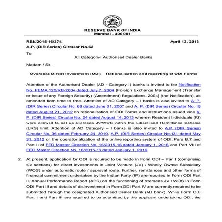 Simplification in Overseas Direct Investment Reporting | PDF