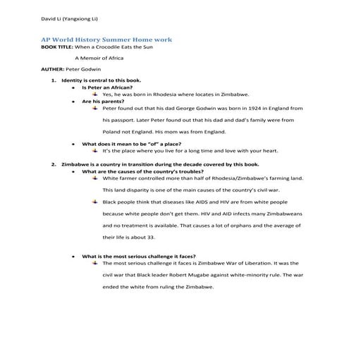 A P World History Summer Home Work | PDF