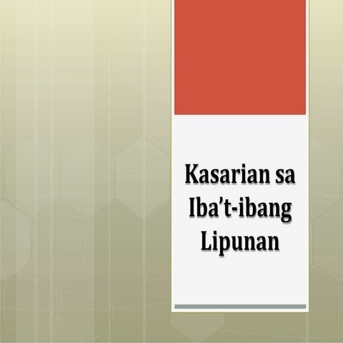 AP 10 — Kasarian sa Iba't Ibang Lipunan | PDF