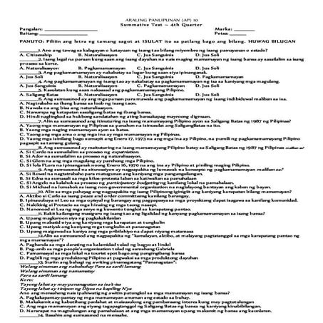 Grade 10 AP (Quarter 4: Aralin 1) | PDF