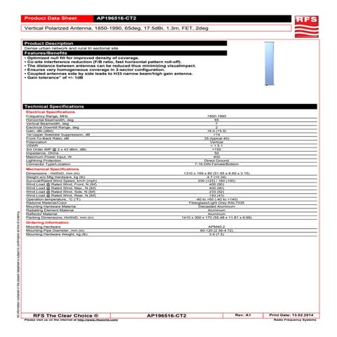 Antena rfs sb4 w60ad | PDF