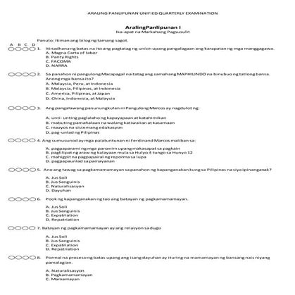 Ap 1 fourth grading(first year) | PDF