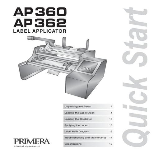 AP360/62 Label Applicators by Primera | PDF