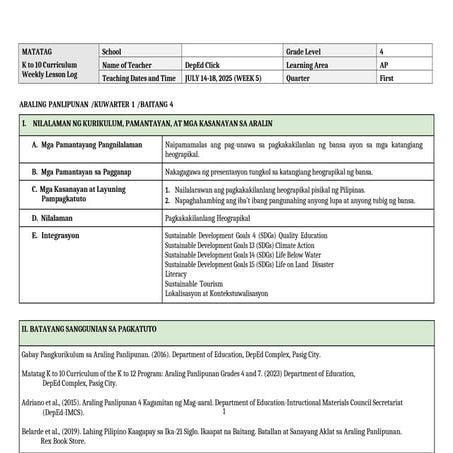 AP 4_DLL_Q1_W5.docx abaout heograpikal ng pilipinas | DOCX