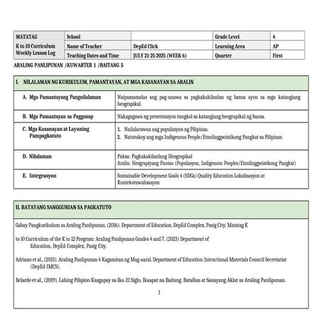 AP 4_DLL_Q1_W6.docx Heograpikal ng Pilipinas | DOCX