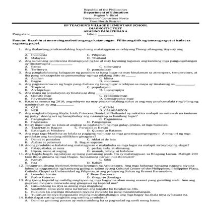 DIAGNOSTIC TEST FOR Ap 4 | DOCX