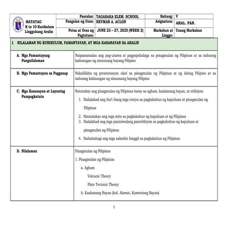 Araling Panlipunan 5 Curriculum Guide rev.2016