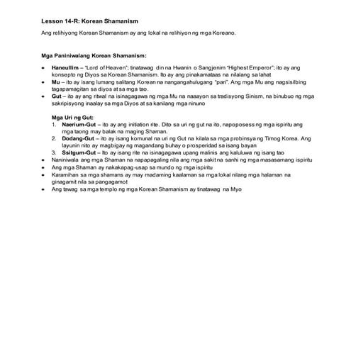 AP 7 Lesson no. 14-R: Korean Shamanism | DOCX