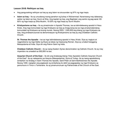 AP 7 Lesson no. 25-B: Relihiyon sa Iraq | PDF