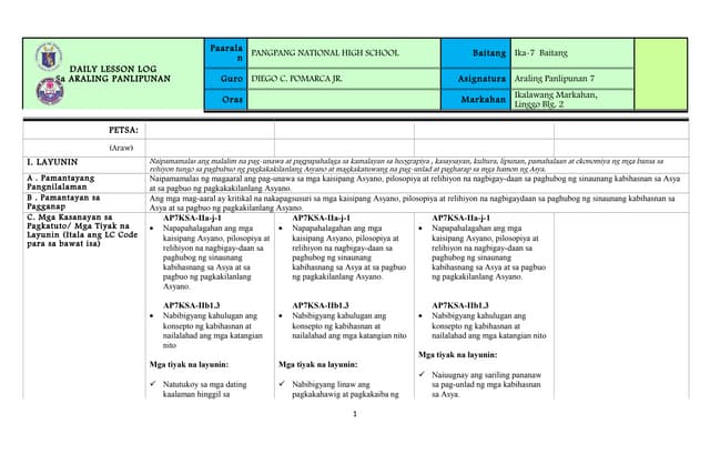 Activity Sheet sa Araling Panlipunan