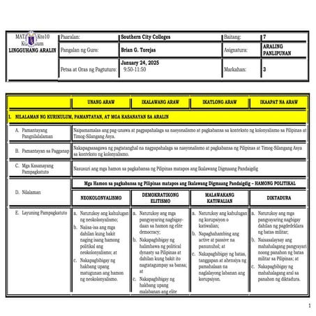 AP7 Q3 Week 3-Mga Hamon ng Pagkabansa ng Pilipinas matapos ang ...