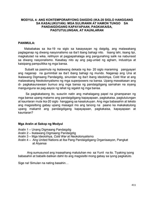 Ap 7 Lesson No 20 Mga Epekto Ng Digmaang Pandaigdig Sa Kanlurang At