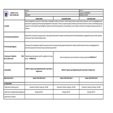 Lesson Plan sa Araling Panlipunan Grade IX | PDF
