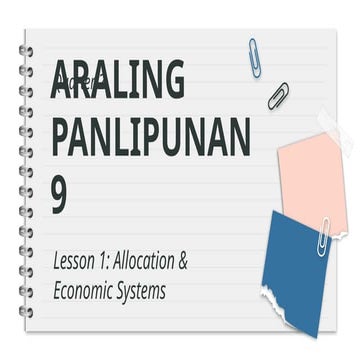 Lesson 1: Allocation and Economic Systems | PPTX