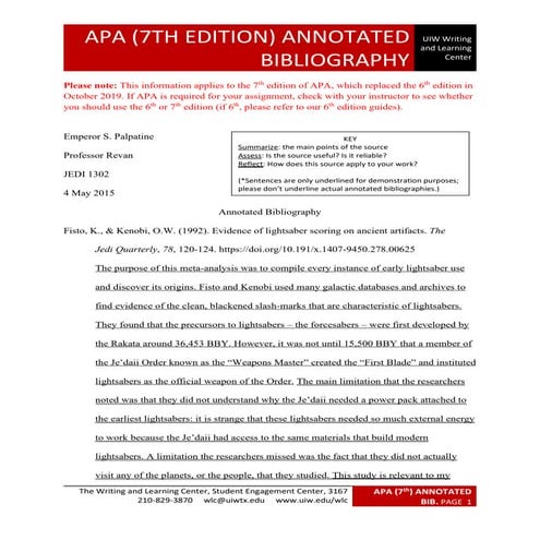 APA Annotated Bibliography 7th ed | PDF
